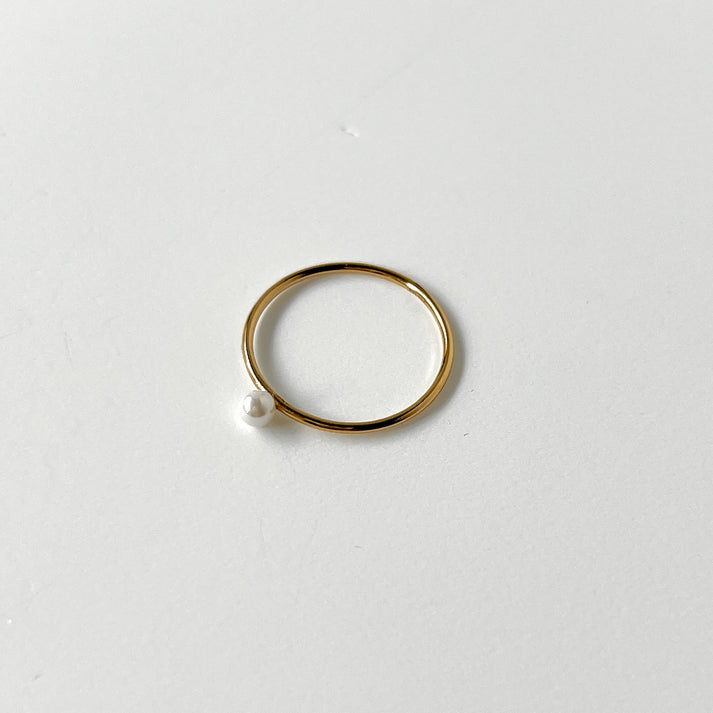 [ gold ] mini pearl ring – POMUM&ARTS