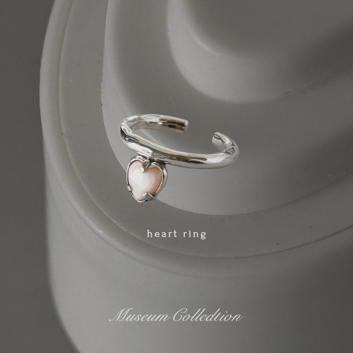 [ pink shell ] um heart ring silver [ free size ] – POMUM&ARTS